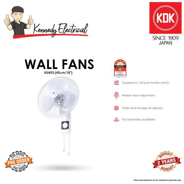 KDK 45cm/18" Wall Fans KU453 | Kennedy Electrical & Electronic Sdn Bhd