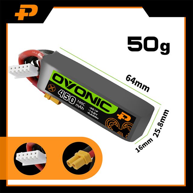 Ovonic 14.8V 450mAh 100C 4S LiPo (XT30) [HONG KONG ONLY] | Flysmart Digi