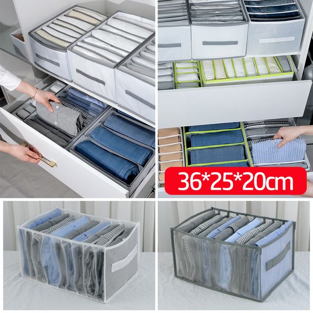 9格手提款衣櫃整理收納箱 直立式 T恤 毛衣 褲子 牛仔褲長褲 衣服分隔 收納袋 分格網袋 抽屜分類 多功能收納 衣櫃整理收納神器 ...