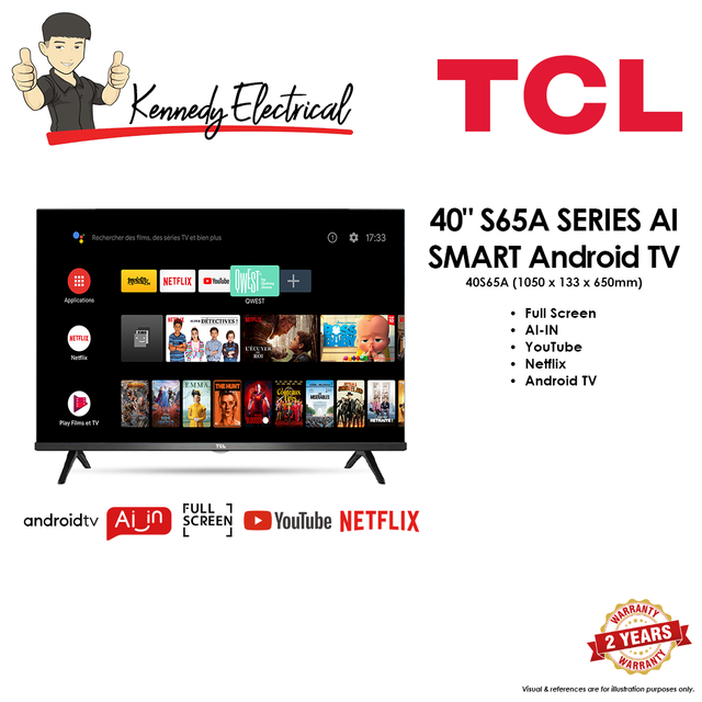 TCL 40" S65A Series AI Smart Android TV 40S65A | Kennedy Electrical & Electronic Sdn Bhd