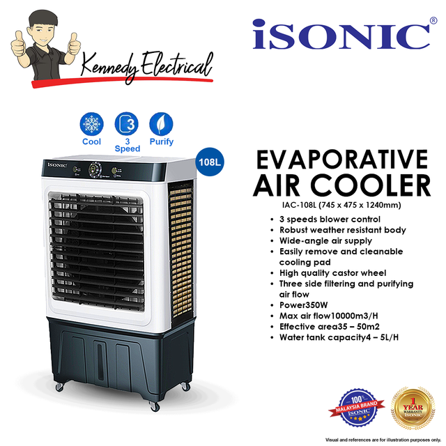Isonic 108L EVAPORATIVE AIR COOLER IAC-108L | Kennedy Electrical ...