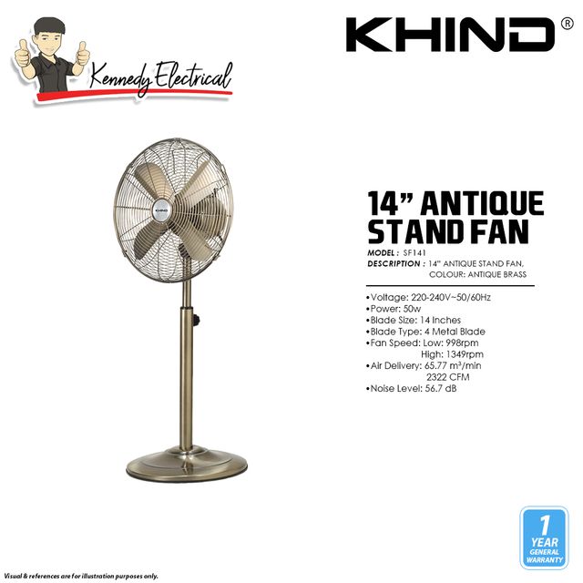 Khind 14" ANTIQUE STAND FAN with 4 METAL BLADE SF141 | Kennedy ...