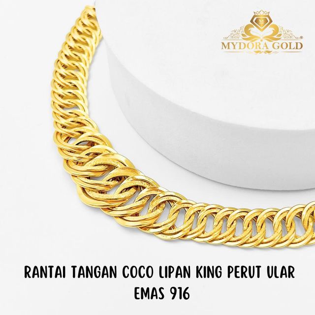 MYDORA Rantai Tangan Coco Lipan Perut Ular l EMAS 916/22K | MydoraGold