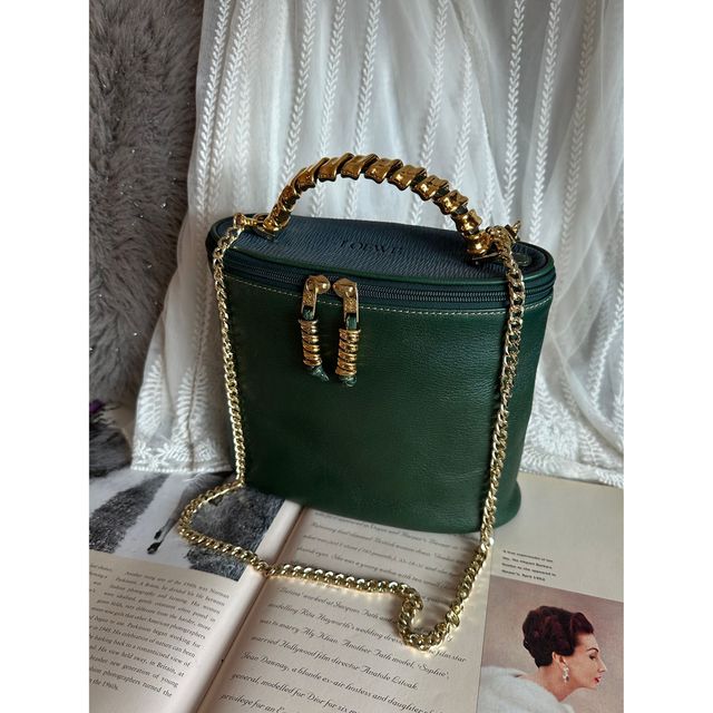 Extremely rare vintage loewe velazquez green /navy vanity bag | Black ...