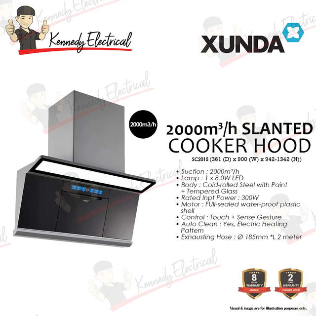 Xunda 2000m³/h SLANTED COOKER HOOD SC2015 | Kennedy Electrical ...