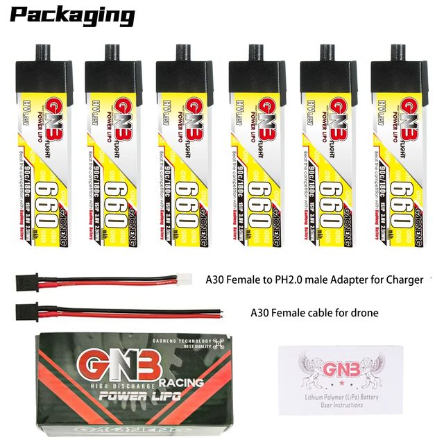 GNB高能380mAh 1S 3.8V 60C A30插頭BT2.0通用 | Flysmart Digi