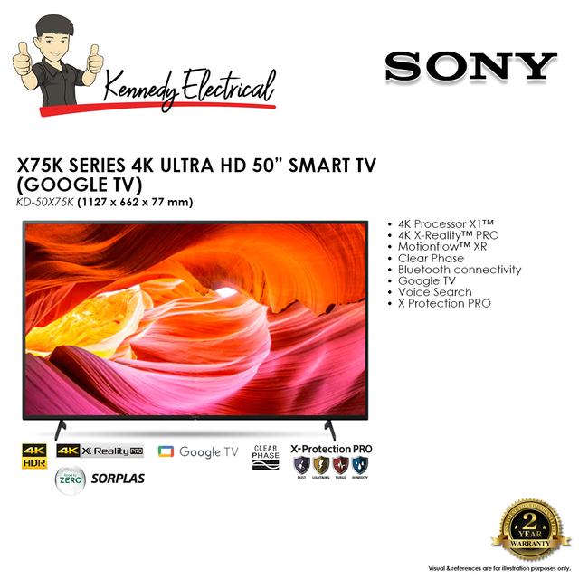 SONY 50" X75K SERIES 4K ULTRA HD SMART TV (GOOGLE TV) KD-50X75K ...