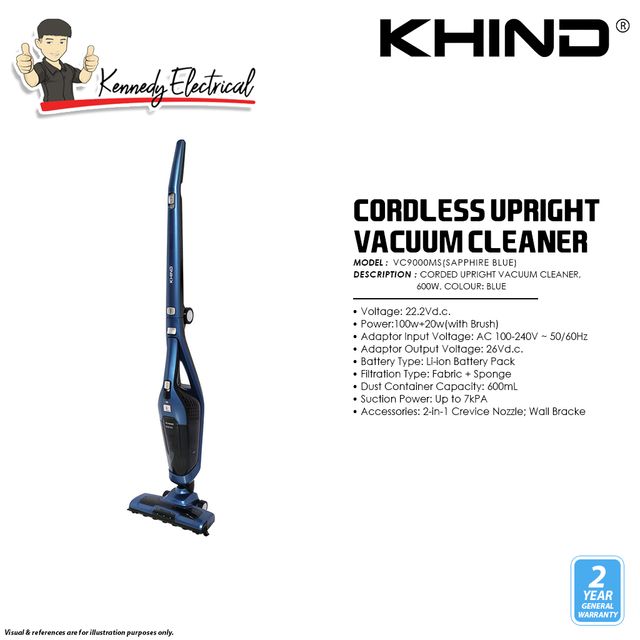 Khind CORLESS UPRIGHT VACUUM CLEANER 600W 22.2V VC9000MS | Kennedy ...