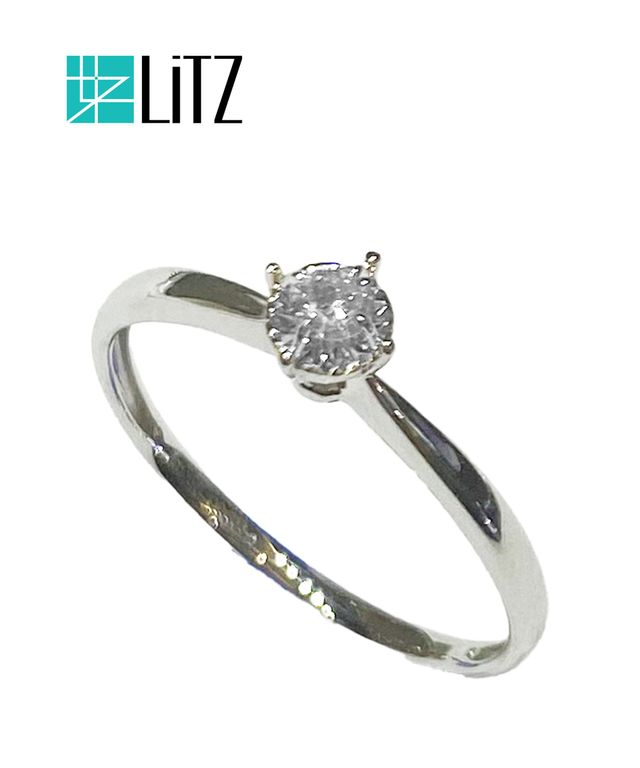 LITZ 18K White Gold Diamond Ring DR153 | LITZ