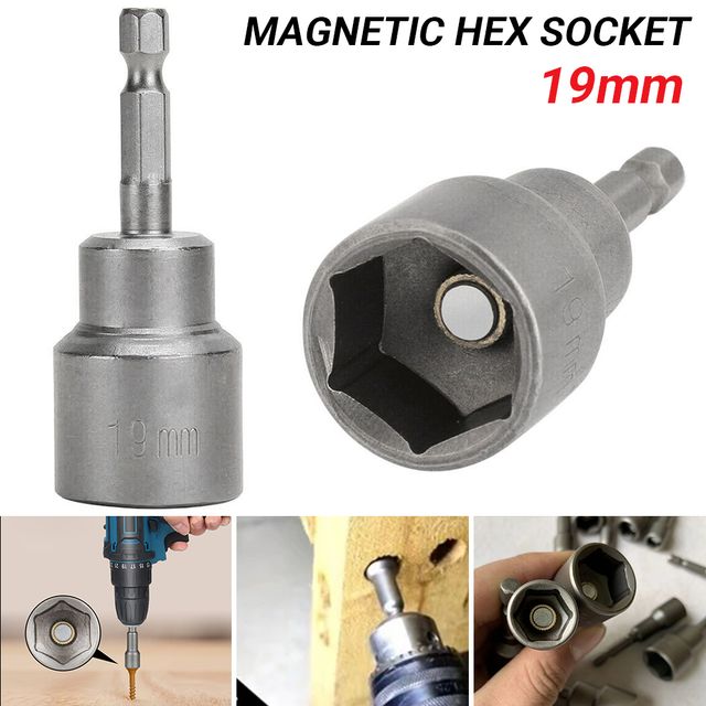 [1件裝] 19mm鉻釩鋼六角批頭 加長六角強磁性套筒 起子頭 電動磁力六角批頭 [平行進口] PC5208 | 屯團百貨 Tuenmall