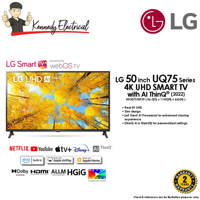 LG 50" UQ75 Series 4K UHD SMART TV with AI ThinQ® (2022) 50UQ7550PSF ...