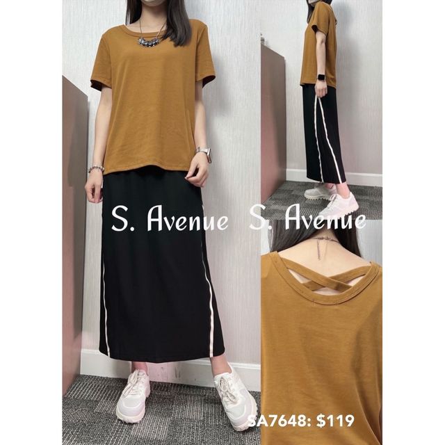 SA7648: 短袖淨色後交叉tee | S. Avenue