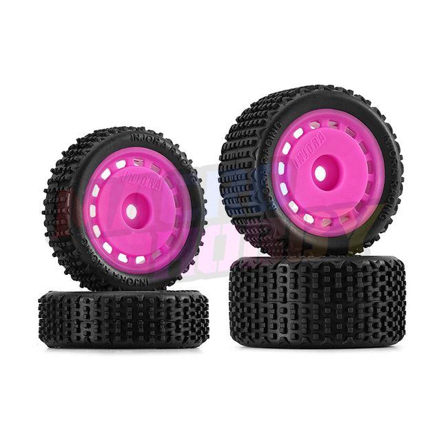 INJORA Pre-Mounted Pin Buggy Tires & Wheels For 1/24 Losi Micro-B ...