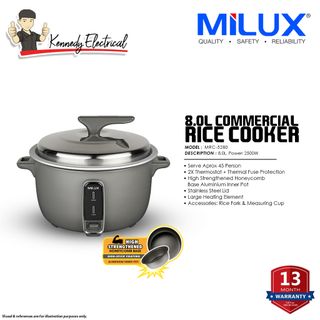 Milux 8.0L COMMERCIAL RICE COOKER 2500W MRC-5280 | Kennedy Electrical ...