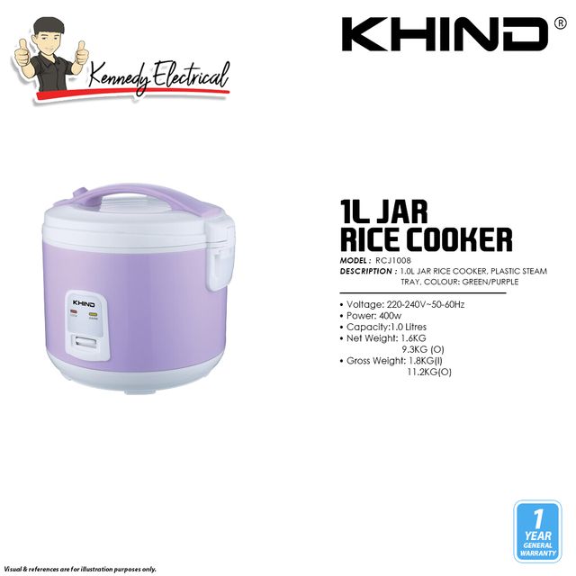 Khind 1.0L JAR RICE COOKER 400W RCJ1008 | Kennedy Electrical ...