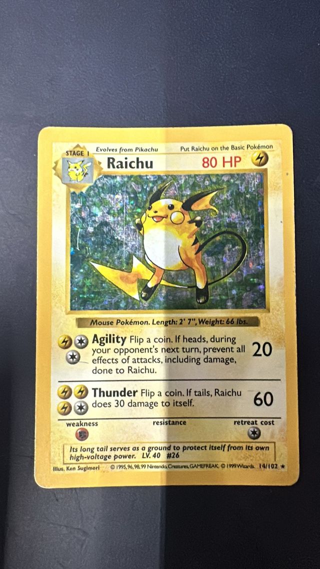 Pokemon Card: Shadowless RAICHU Base Holo (MP) | LookCard