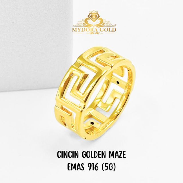 MYDORA Cincin Golden Maze (5G) l EMAS 916/22K | MydoraGold
