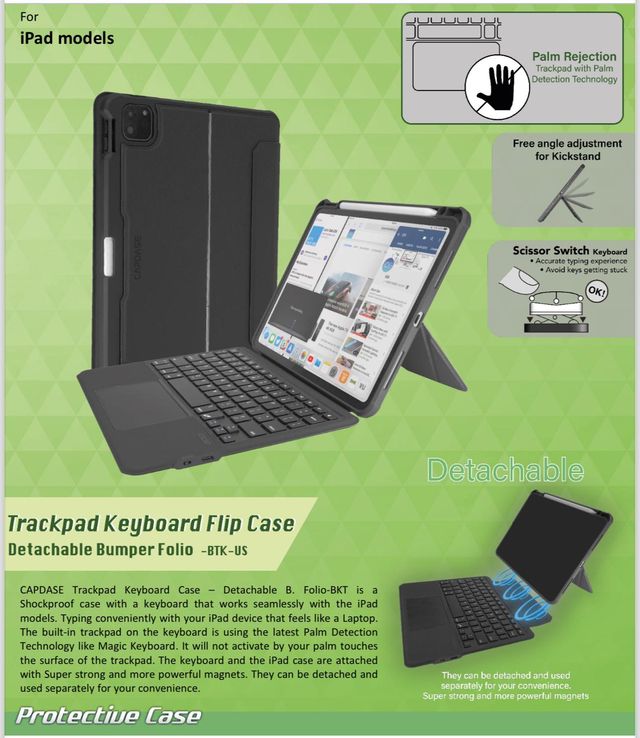 Capdase Trackpad Keyboard Flip Case for iPad Air/Pro 11"/13" (2024 ...