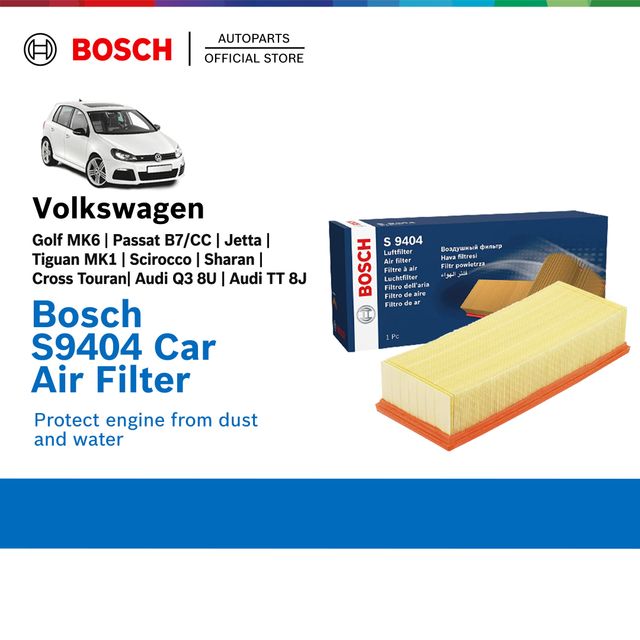Bosch S9404 Air Filter for Volkswagen VW Golf Mk6, Passat B7/CC, Jetta ...