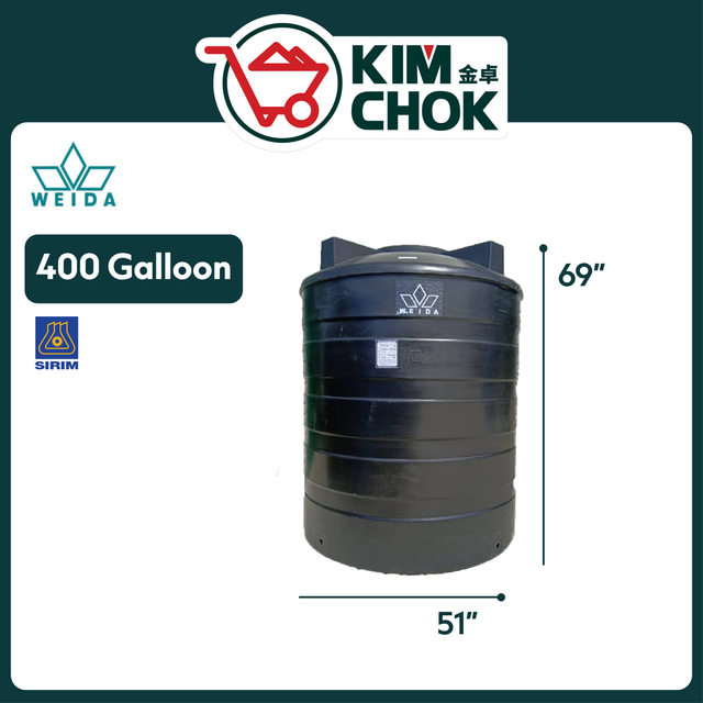 Weida Water Tank Cylindrical R18CCL 400G/1800L Black (Sirim) | Kim Chok