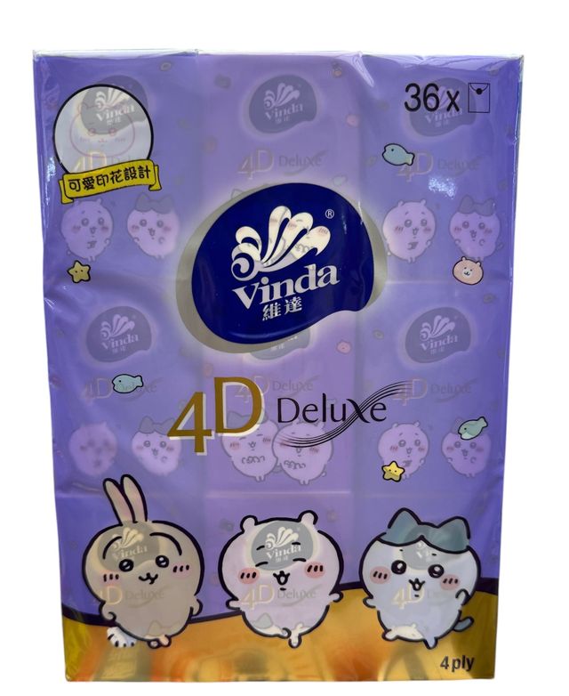 Vinda維達4D Deluxe迷你裝紙手巾36小包Chiikawa吉伊卡哇 | 熊寶寶生活百貨
