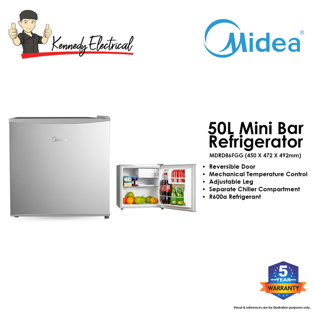 Midea 50L Mini Bar Refrigerator MDRD86FGG | Kennedy Electrical ...