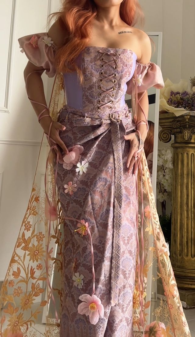 Rapunzel Songket Corset-Pareo Set with Cape | Fétiche The Label