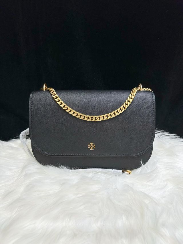 Tory burch Emerson flap bag sf/blk | Q's Shop