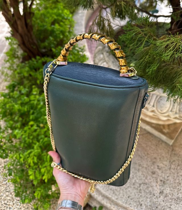 vintage loewe velazquez green navy vanity bag | Black Vintage 中古店
