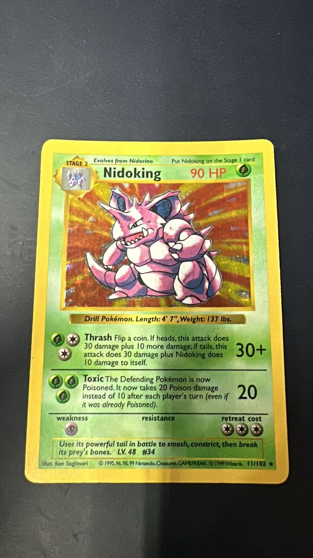 Nidoking Shadowless Holo 11/102 WOTC Rare Pokemon Card 1999 HP | LookCard