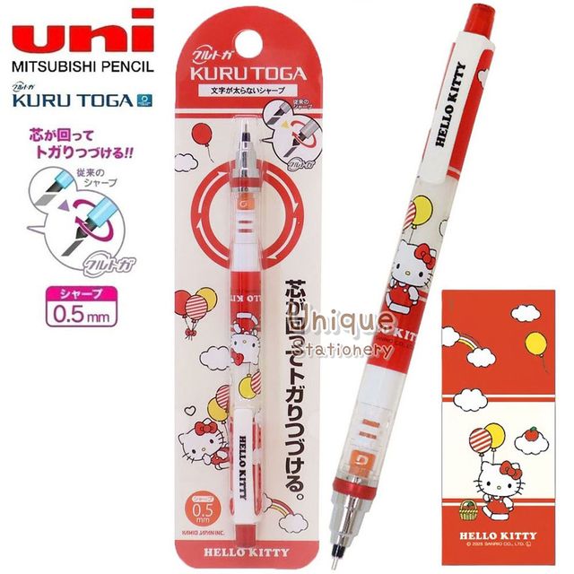 現貨｜Sanrio Hello Kitty 日版 Uni KURU TOGA 0.5mm 不斷芯旋轉自動 鉛芯筆 (305497 ...