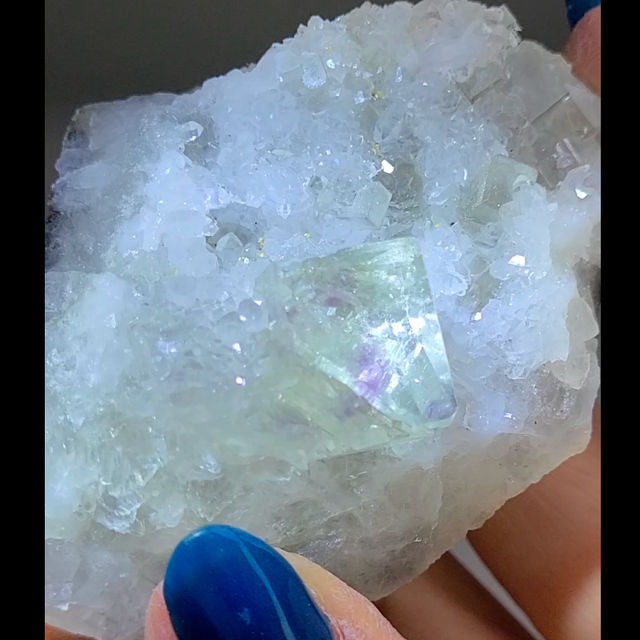 Purple phantom cubic fluorite with quartz - FL124 | Featherlight Dust ...