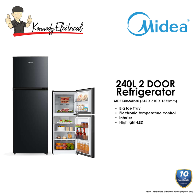 Midea 240L 2 DOOR Refrigerator MDRT306MTB30 | Kennedy Electrical ...