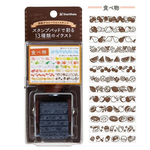 日本製 Shachihata 13款圖案 迴轉 印章 (食物 / 水果 / 甜品 NRD-13A3) | Unique Stationery 創文坊