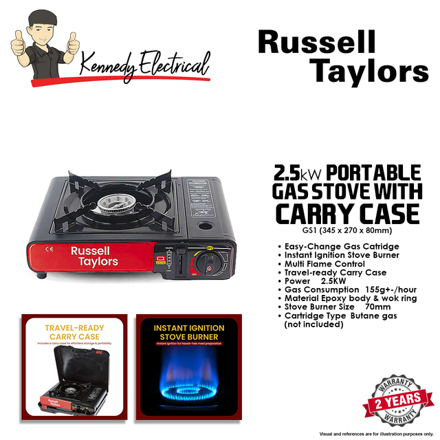 Russell Taylor 2.5Kw Portable Gas Stove With Carry Case GS1 | Kennedy ...
