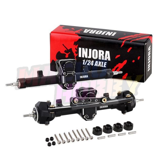 INJORA Front＆Rear Axles Set CNC Aluminum Complete Axle with Worm Gear ...