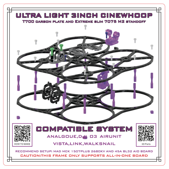 MAD MCK 3 inch Ultra Light Cinewhoop Frame Kit | Flysmart Digi