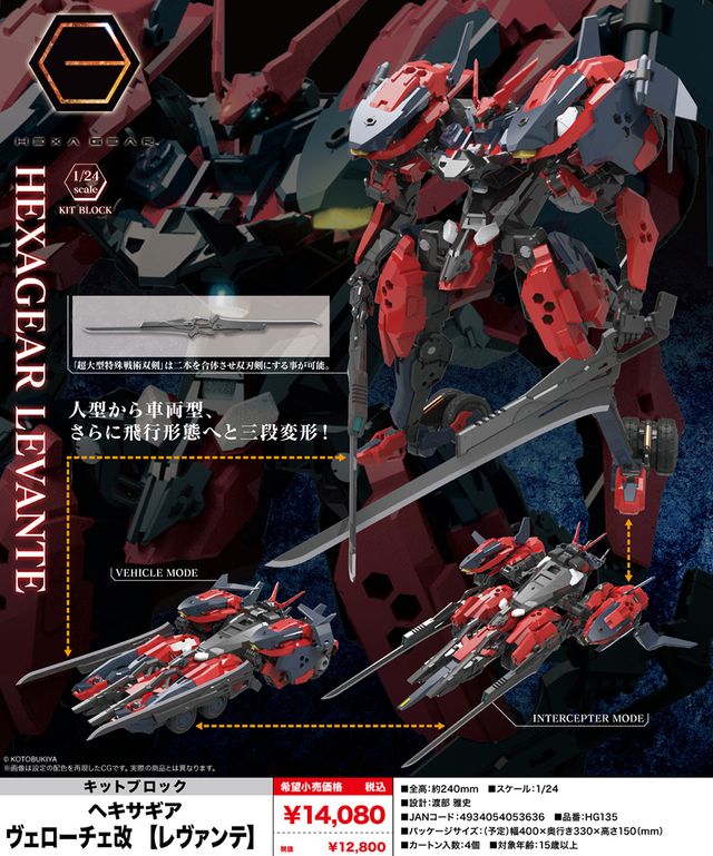 (預訂訂金 $300) (總價 $604) 壽屋 Kotobukiya 六角機牙 Hexa Gear Veloce-kai Levante ...